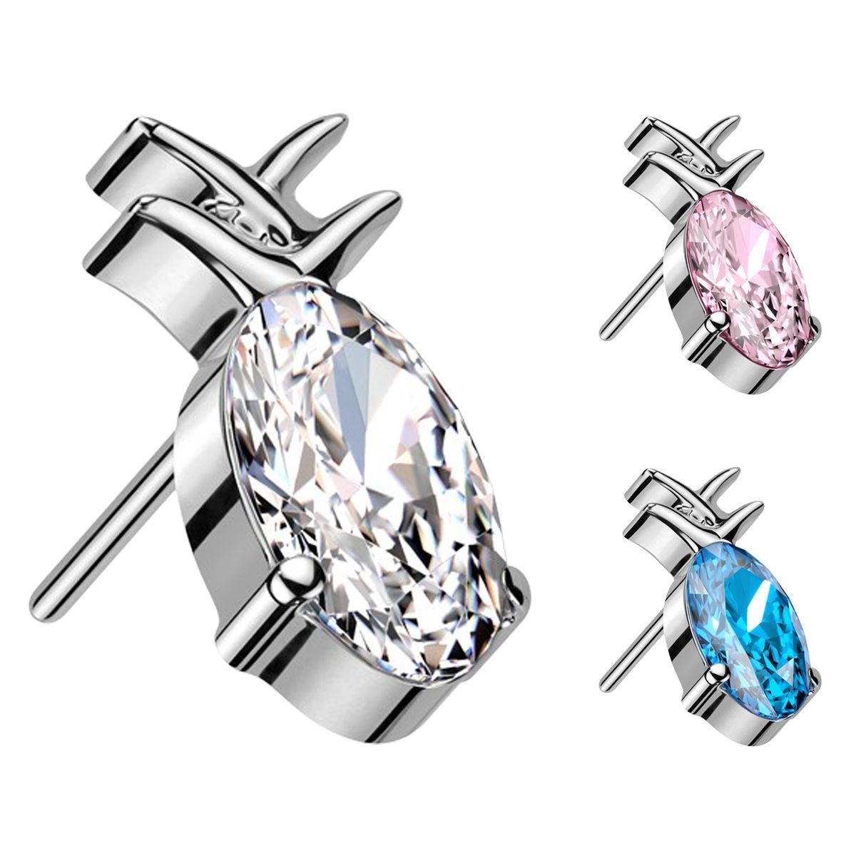 Titanium Threadless Pineapple Gem Top