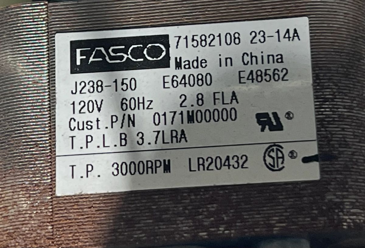 JAKEL FASCO J238-150 Draft Inducer Blower Motor Assembly 70582108 ...