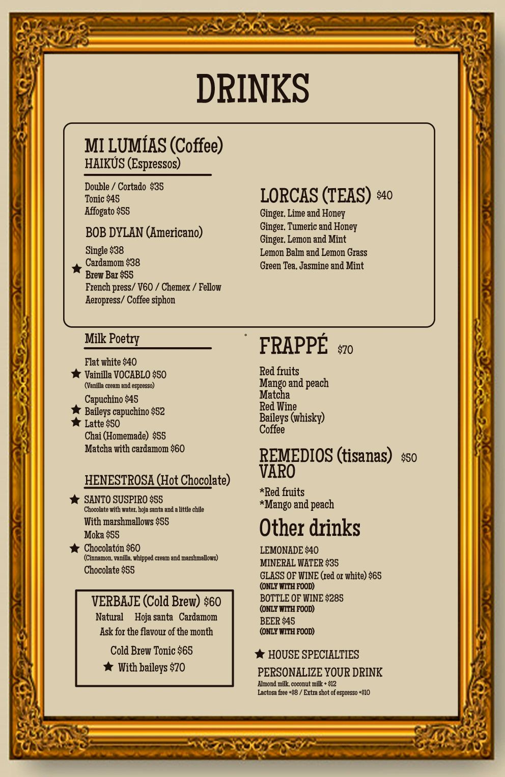 ENGLISH MENU