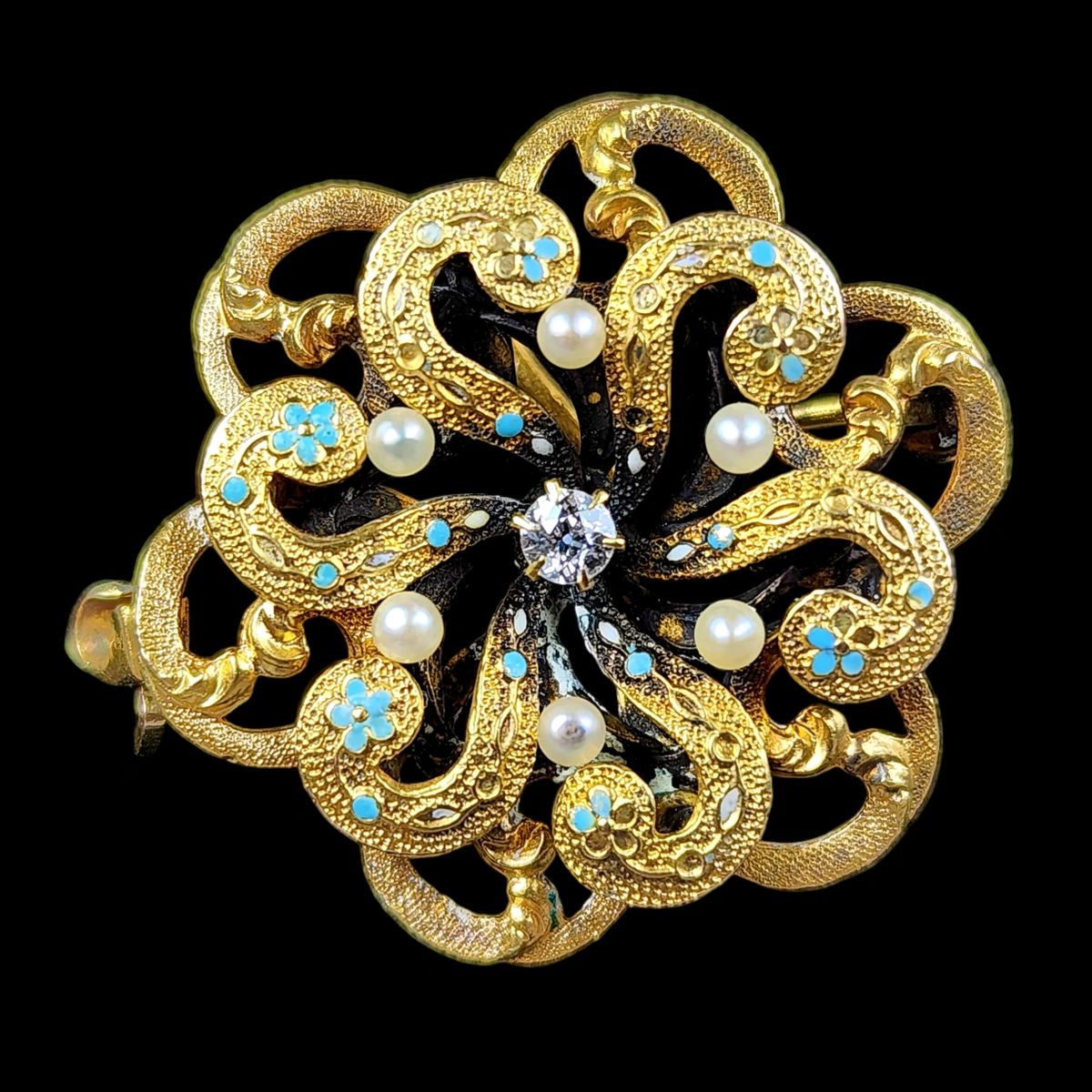 Vintage 10k Solid Gold Flower Pin/ Pendant