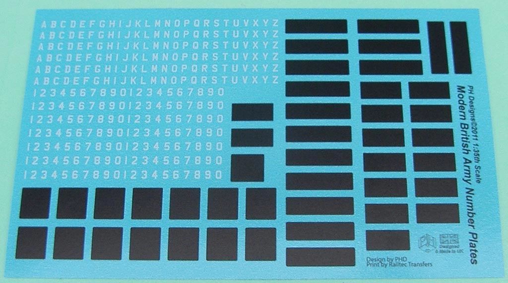 35th Scale UK Military Number Plates