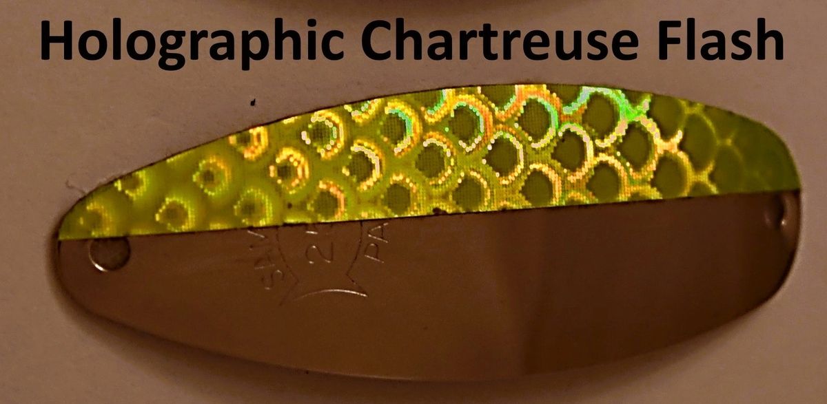 #32 Smooth Feather Weight Flutter Spoon - Holographic Chartreuse Flash