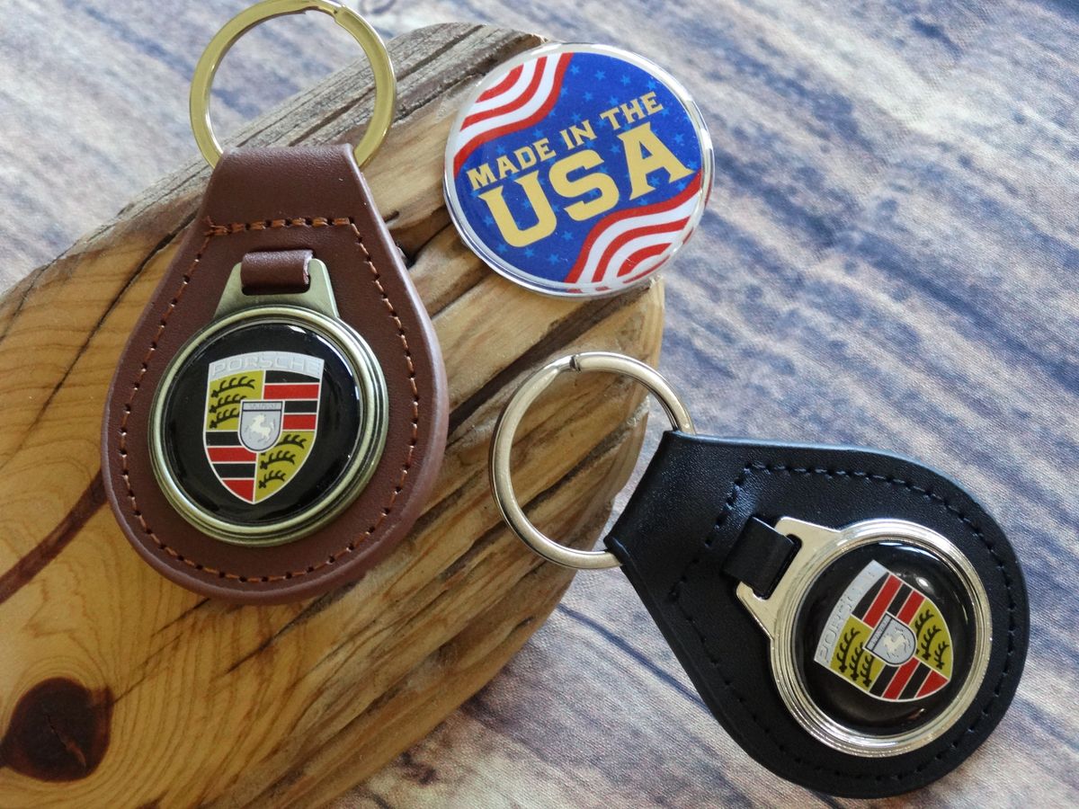 ⭐ VINTAGE NEW STOCK 1970's GENUINE PORSCHE LEATHER KEY FOB ⭐