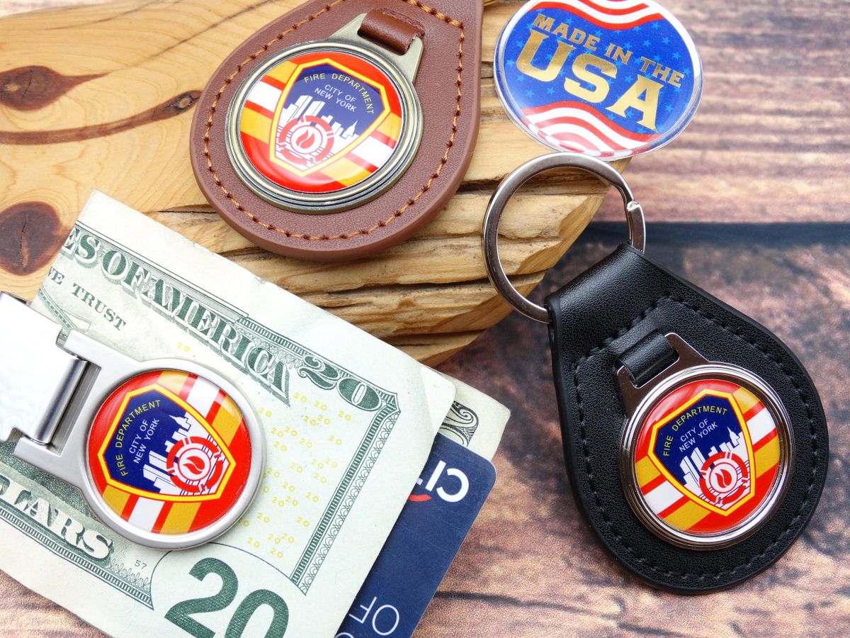 ⭐ NEW RARE VINTAGE 1970s FDNY NEW YORK FIRE DEPARTMENT LEATHER KEY OR ...