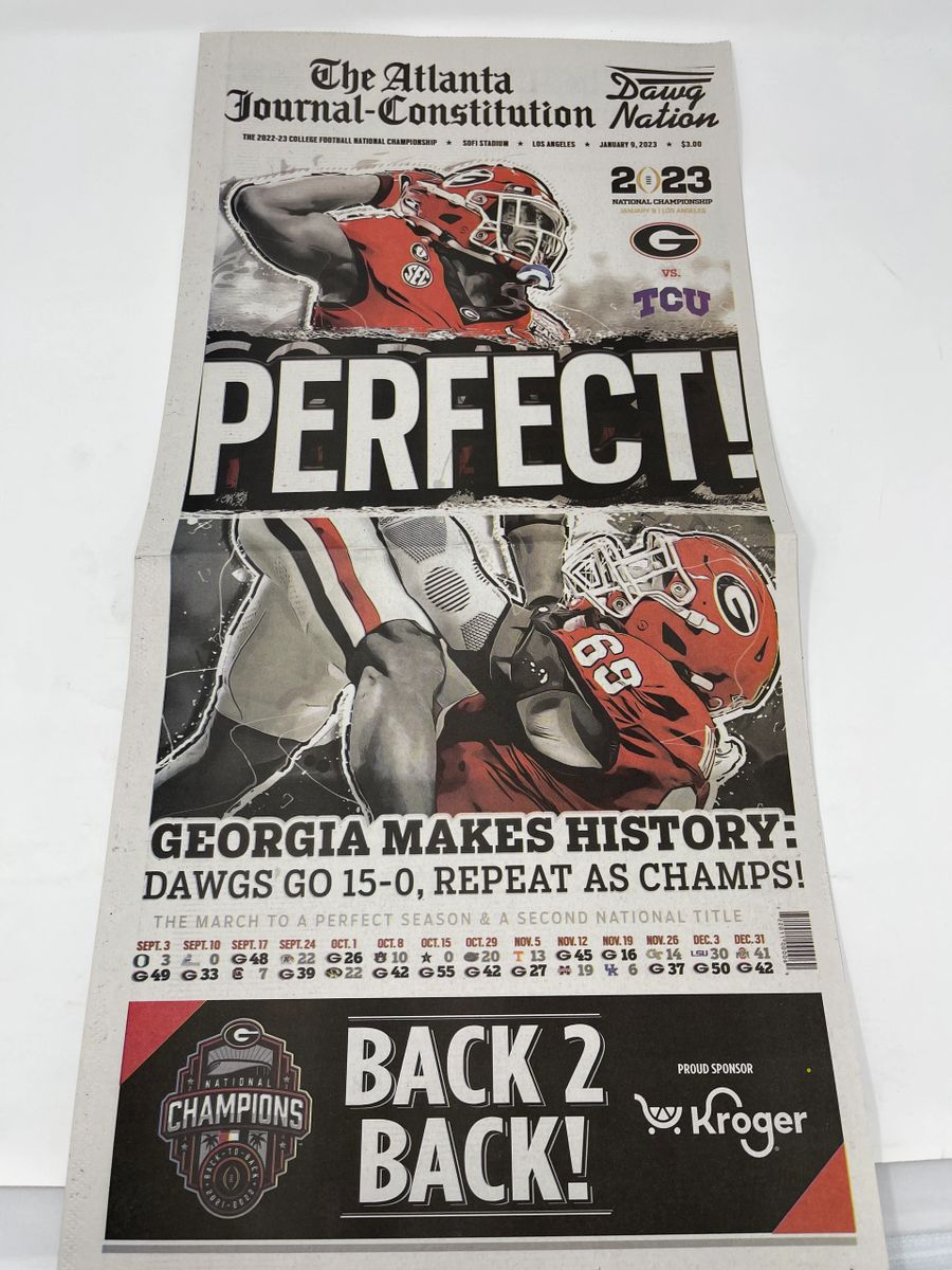 Georgia Bulldogs “Perfect” 2023 National Championship On-Field AJC ...