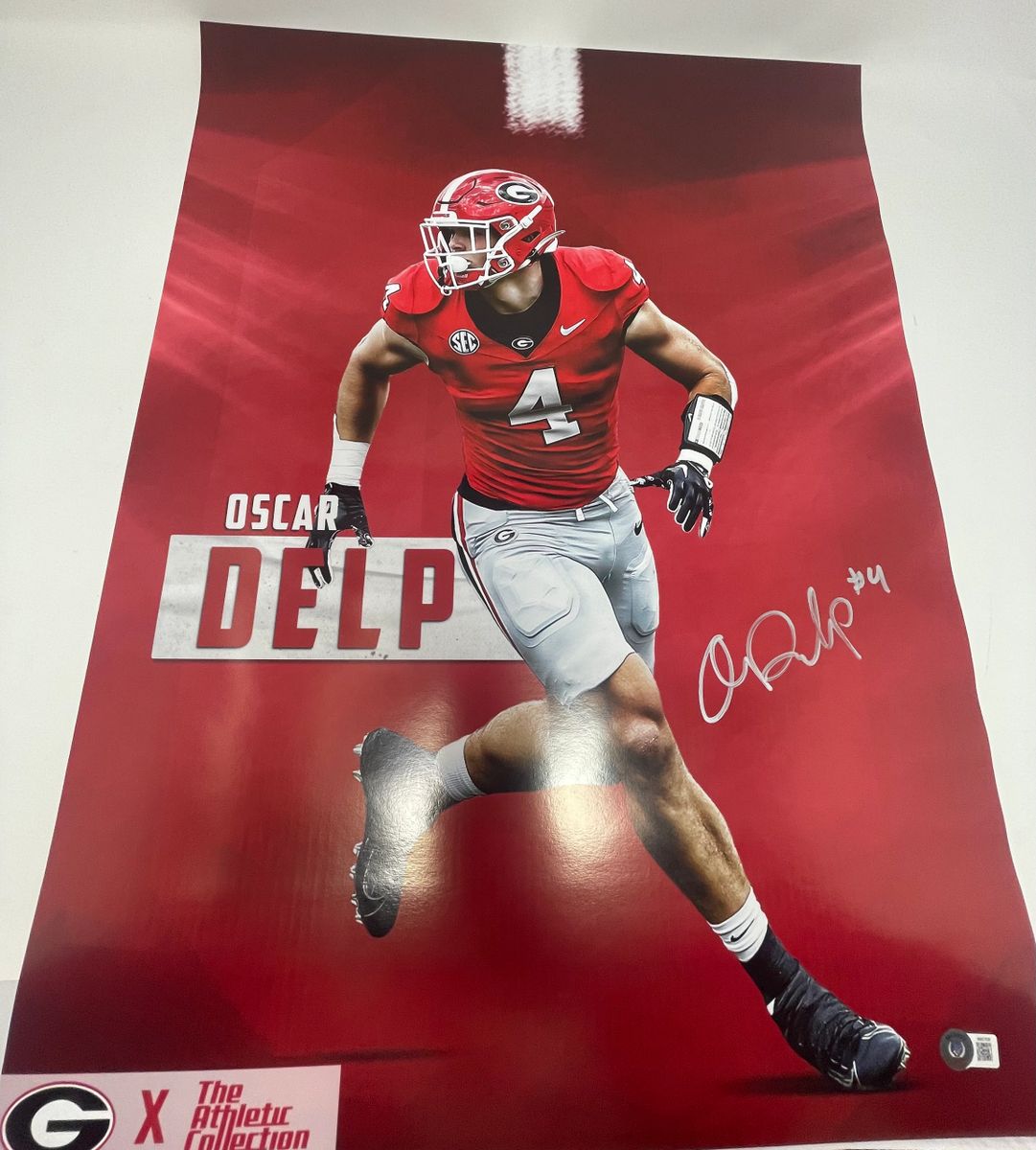 Oscar Delp Autographed Georgia Bulldogs Player Poster w/ Beckett COA