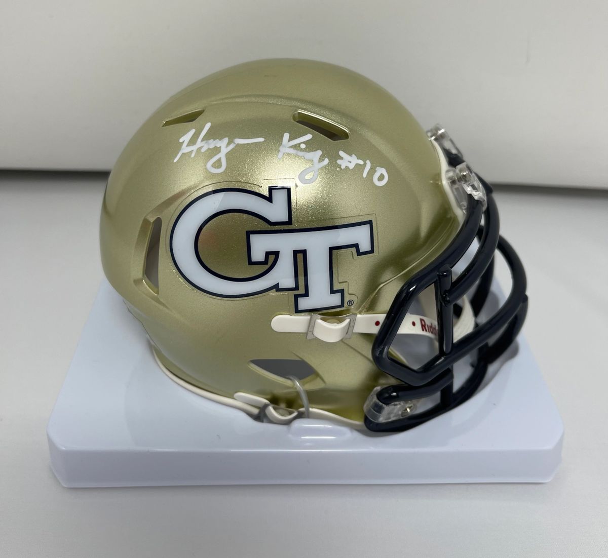 Haynes King Autographed Georgia Tech Mini Helmet - white ink