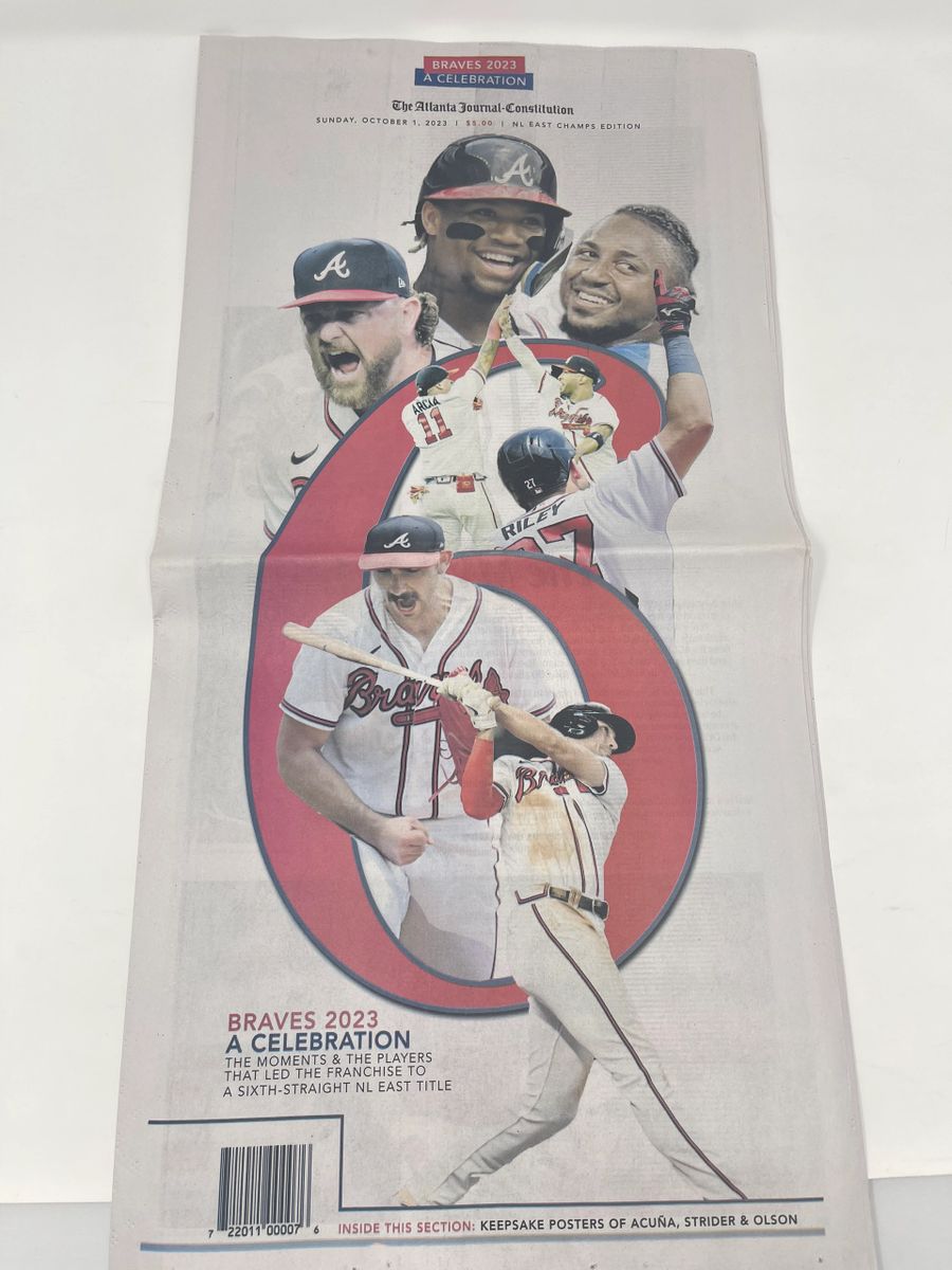 Atlanta Braves 2023 NL East Champions Special Edition Newspaper - 2 ...