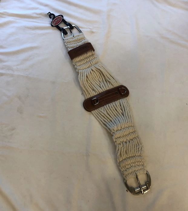 #C18 MOHAIR STRING ROPER CINCH (GIRTH) WITH STAINLESS STEEL ROLLER BUCKLES SIZES 28 TO 36