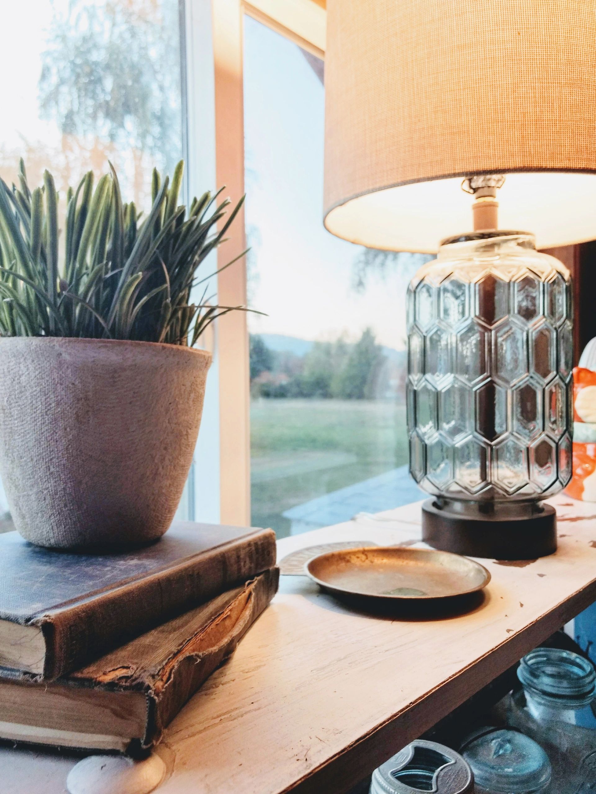 Better homes & gardens blue geo textured glass table lamp store