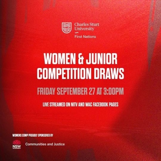 Womens & Juniors Draw, 3pm Friday September 27th in Sydney
