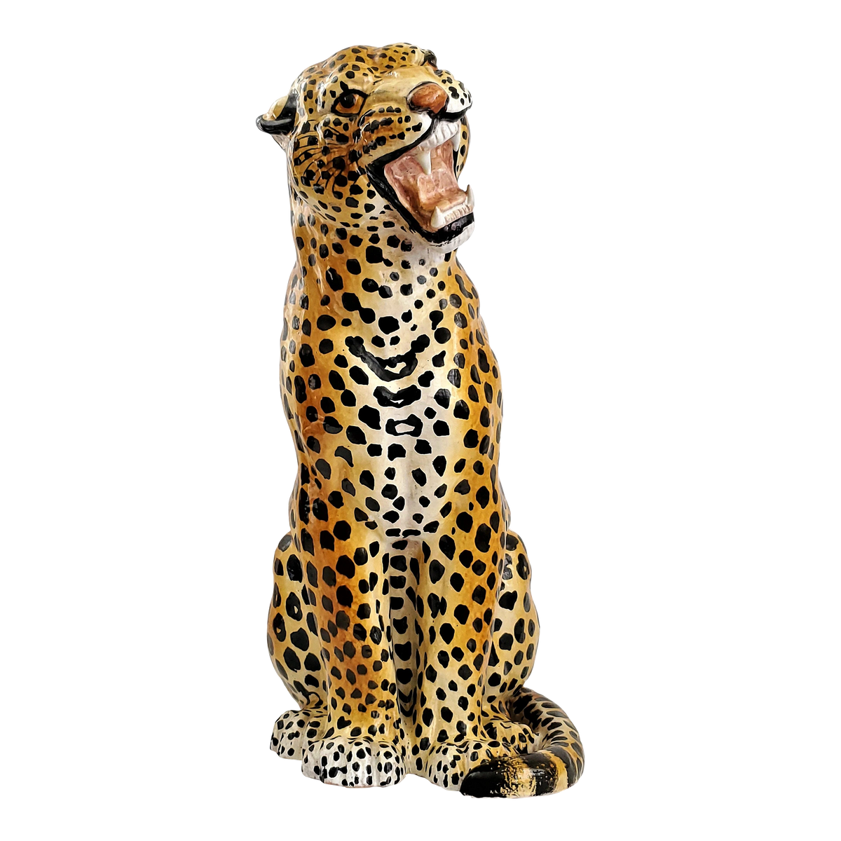 Vintage 1960s Italian Ceramic Growling Leopard Floor Sculpture or ...