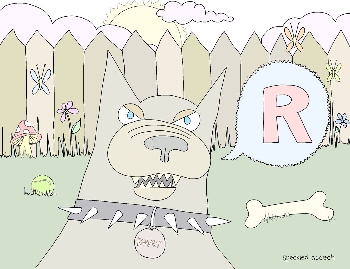 Articulation Isolation R - Growling Dog Sound - Coloring Page & Visual