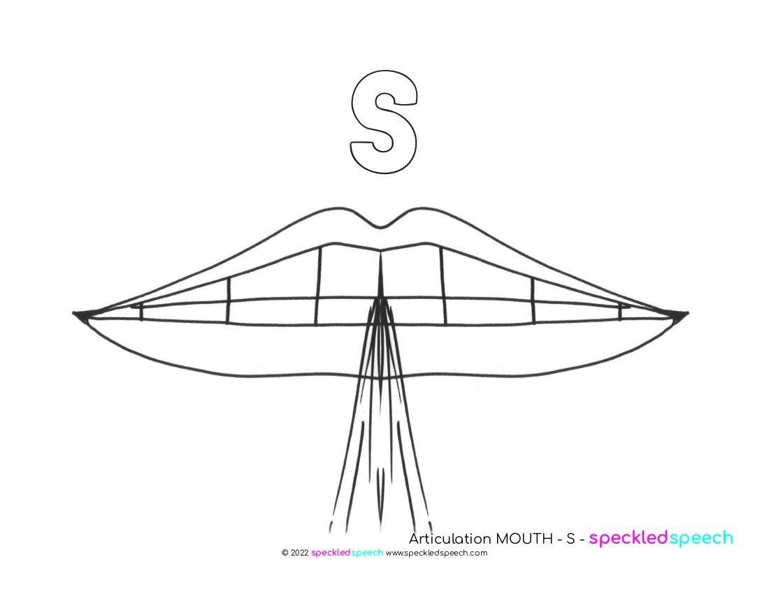 S MOUTH Speech Therapy Articulation Full Page Coloring Page