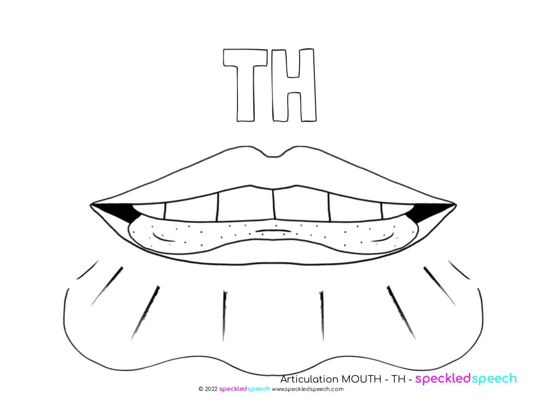 TH MOUTH Speech Therapy Articulation Coloring Page