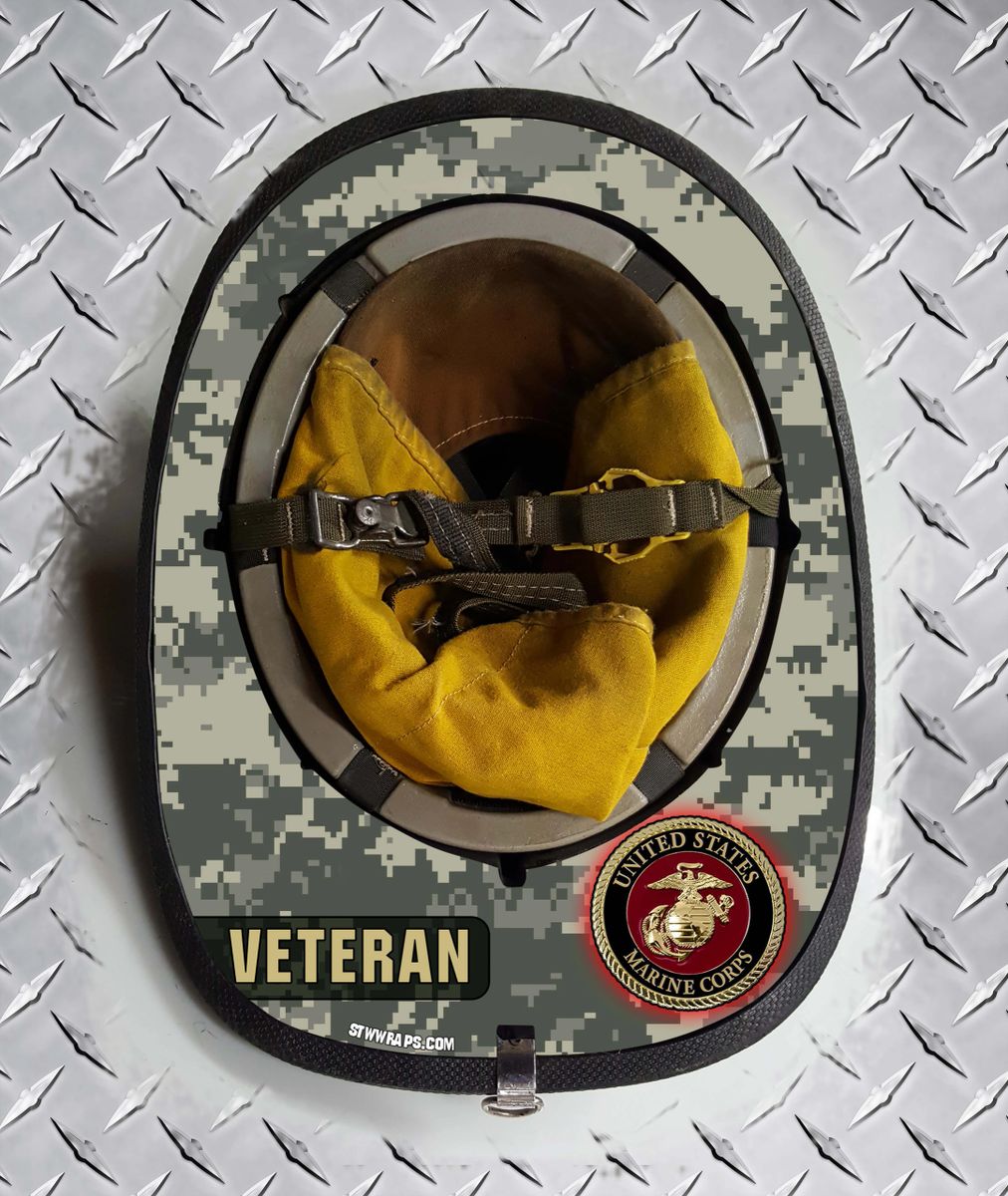 DIGITAL CAMOUFLAGE UNITED STATES MARINE CORPS VETERAN PATCH Fire Helmet ...