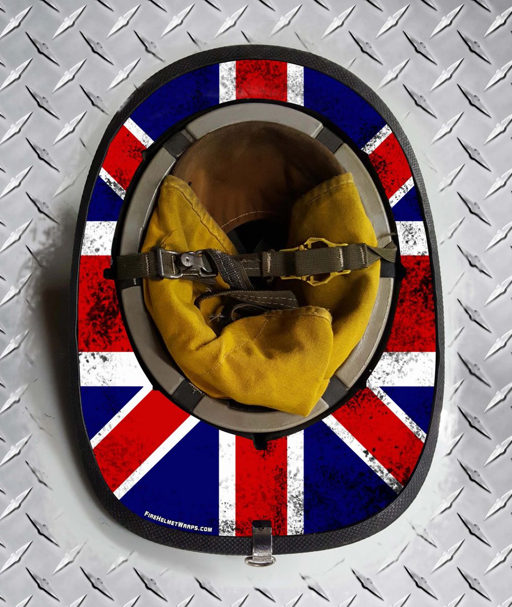 Standard Distressed Union Jack British Flag Fire Helmet Wrap