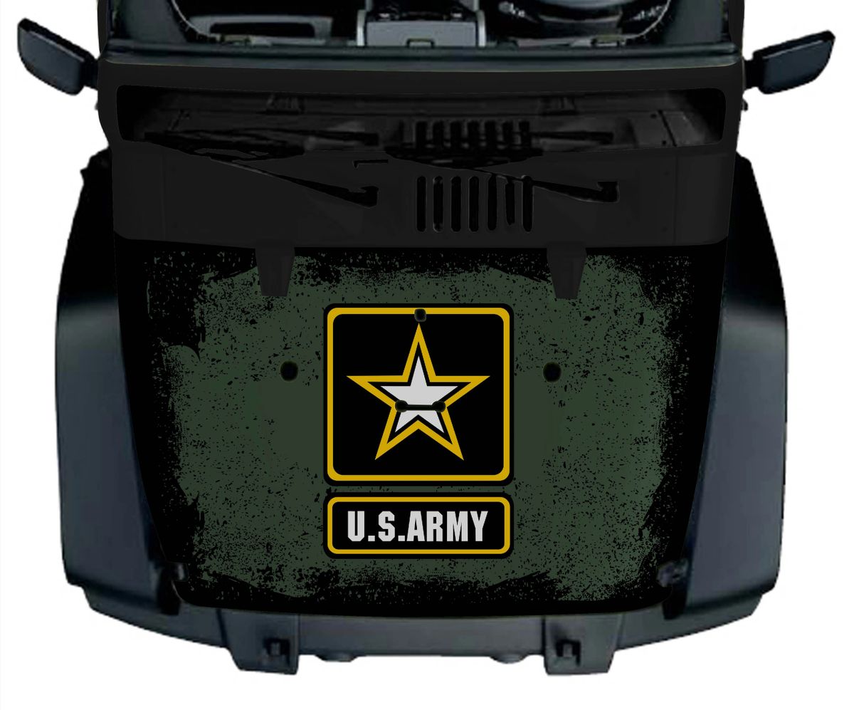United States Army LOGO Flag- Jeep Wrangler Full Hood Vinyl Wrap