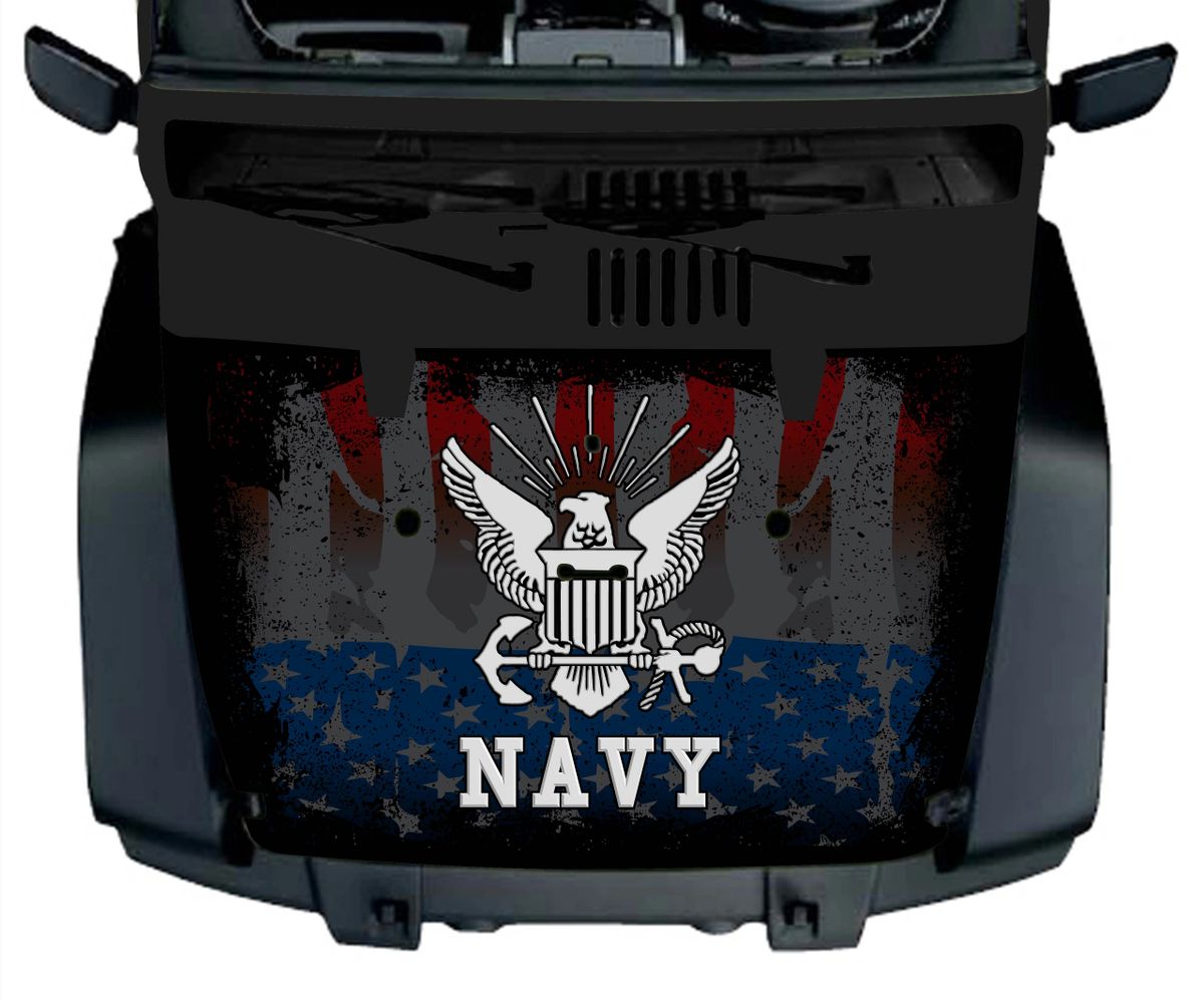 United States Marine Corps Flag USMC- Jeep Wrangler Full Hood Vinyl Wrap