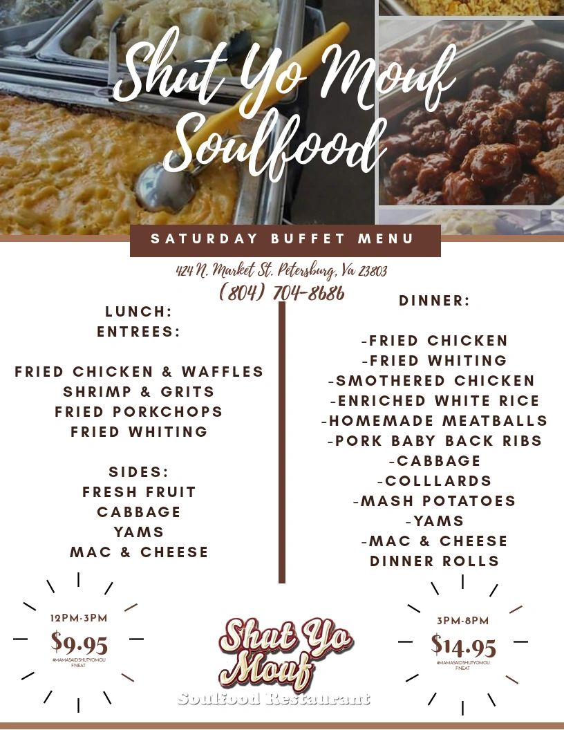 Menus & Specials | Shut Yo Mouf Soulfood