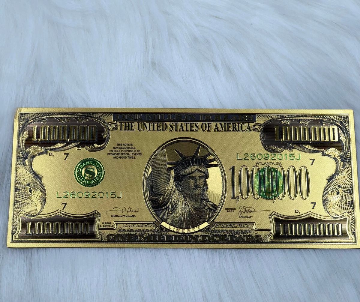 Gold Metallic Money Bill (Million Dollar Bill)