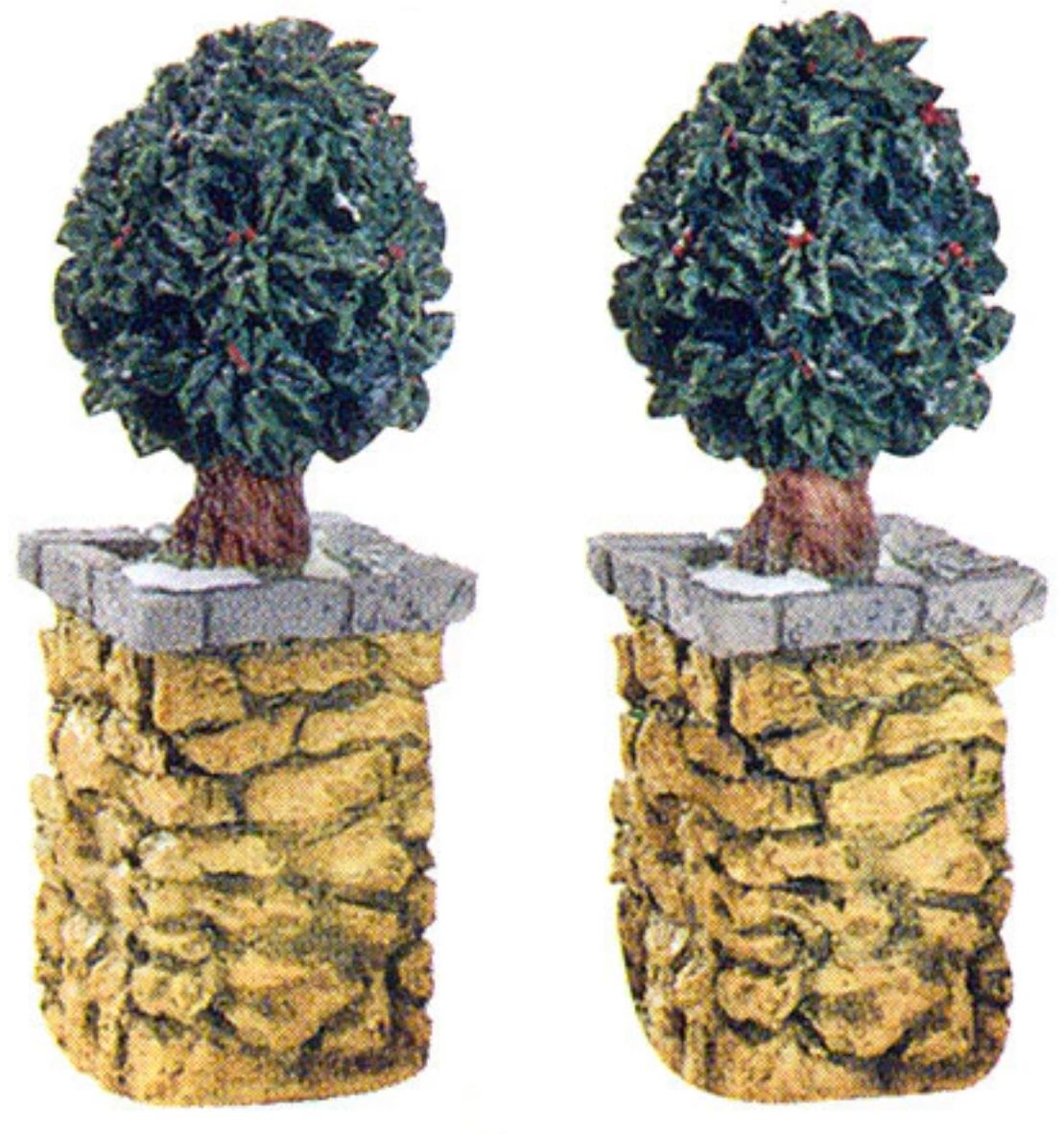Dept 56, Village Stone Corner Posts With Holly Tree, Set Of 2, Village ...