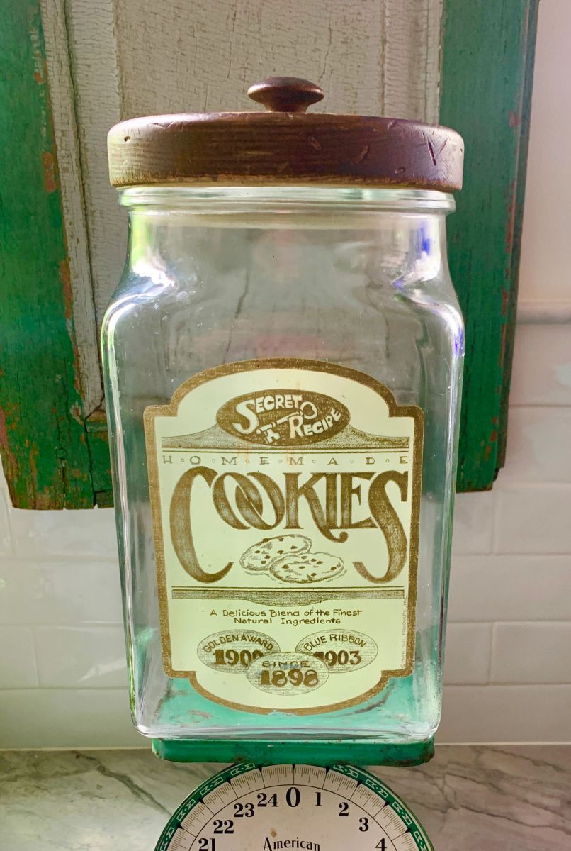 Giant Secret Recipe Glass Cookie Jar with Wood Lid