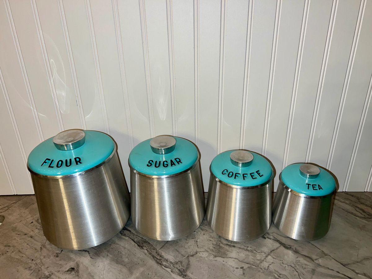 MCM Turquoise Kromex Canister Set