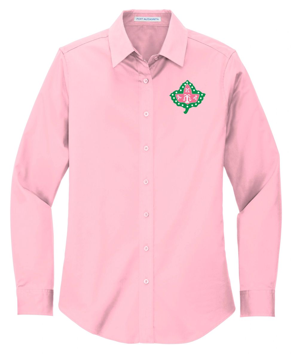 AKA Pink Ivy Leaf Button Down