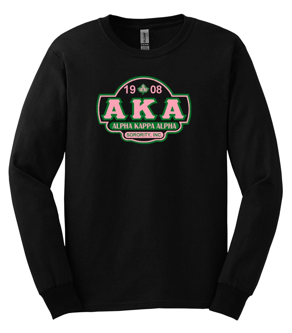 AKA Long Sleeve Black Ivy Leaf Tee
