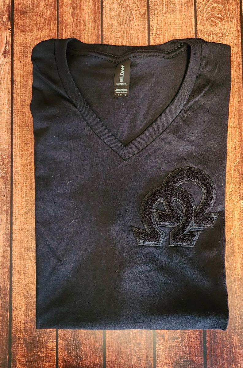 OPP Chenille Double Hits Black V-Neck Tee