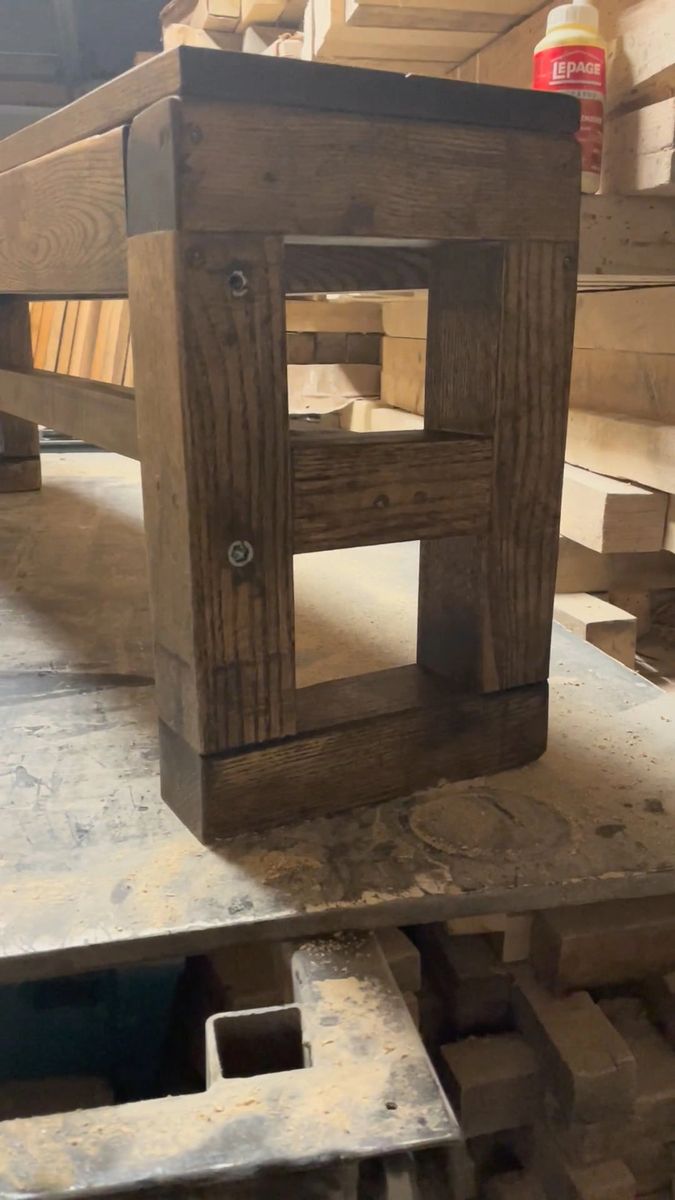 Simple O frame Solid Hardwood bench 4 ft long 11 inches deep