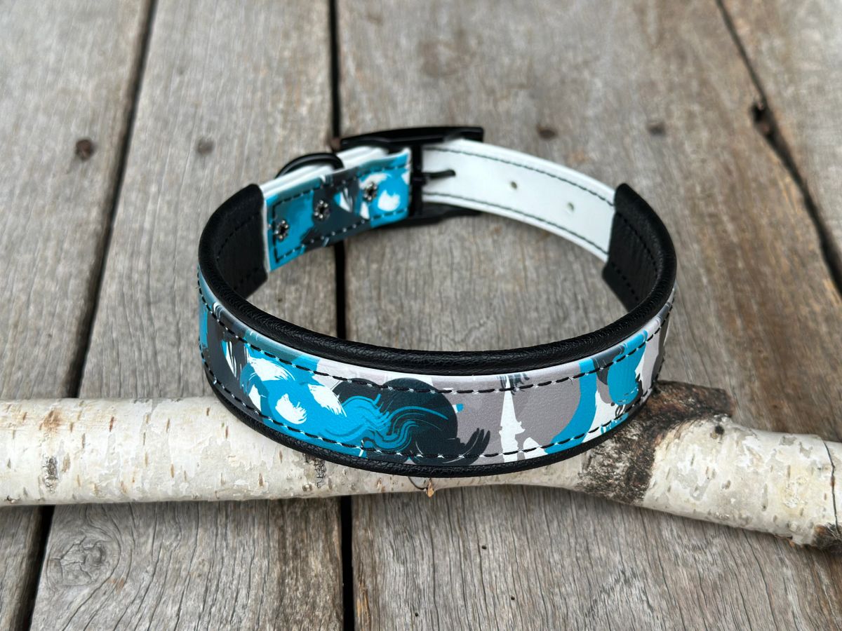 Brush Waves Printed Biothane Fusion Collar - Adjustable