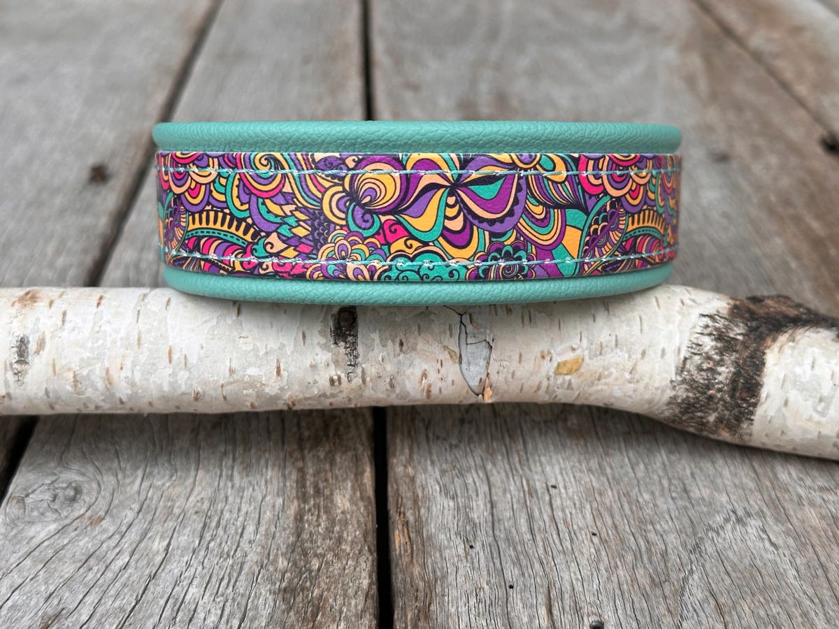 Mardi Gras Printed Biothane Fusion Collar - Adjustable