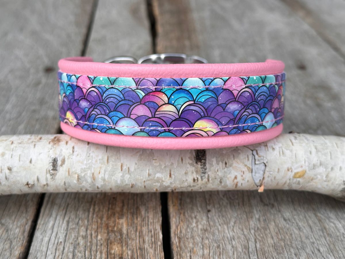 Mermaid Scales Printed Biothane Fusion Collar - Adjustable