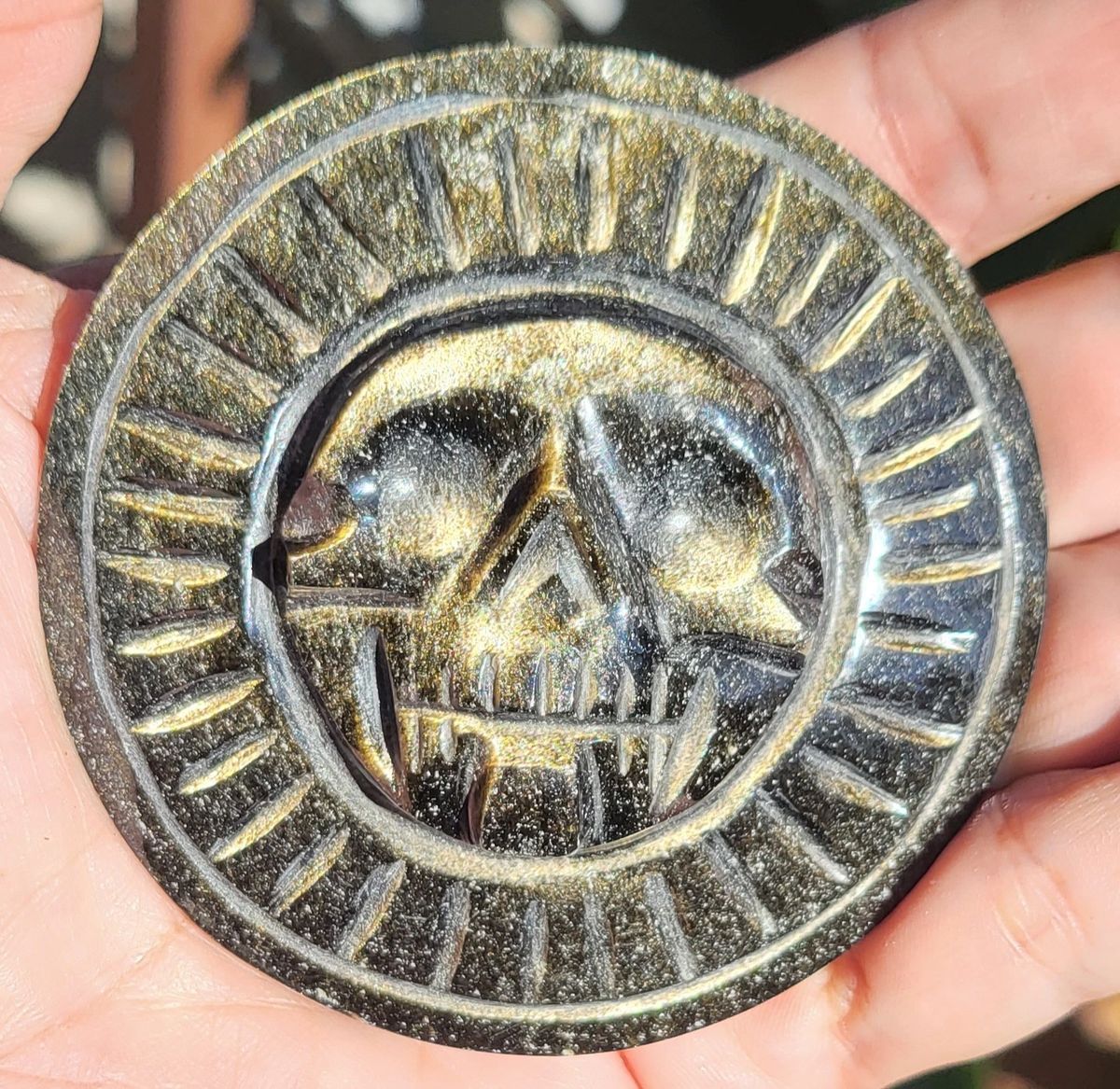 Mictlantecuhtli Obsidian Stone Disc