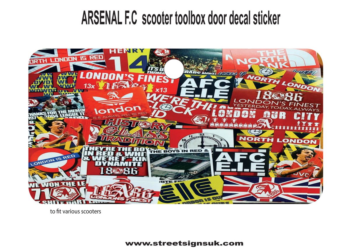 Arsenal F.C self adhesive vinyl decal sticker for scooter toolbox door
