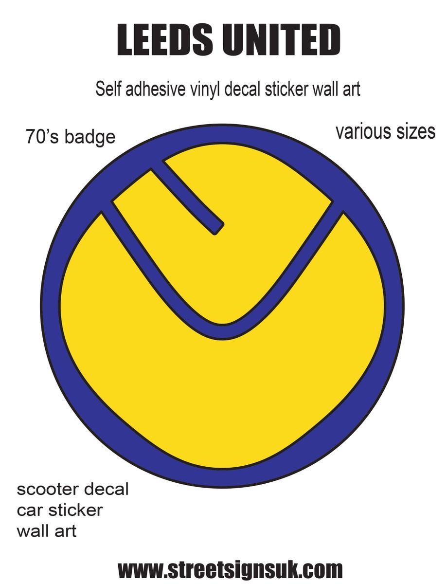 LEEDS UNITED 70's badge self adhesive vinyl car sticker scooter decal ...