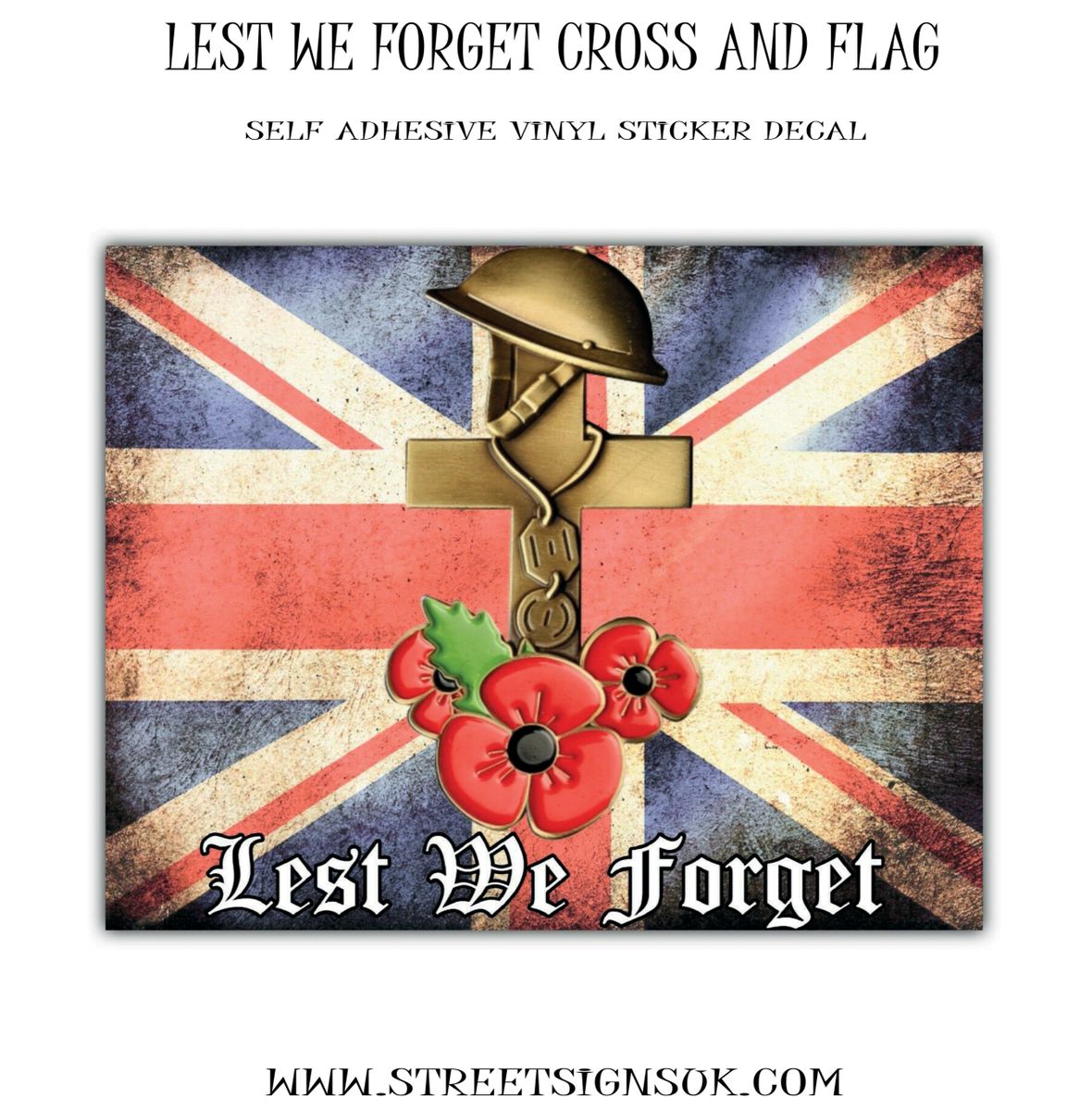 Lest We Forget Cross and Flag self adhesive vinyl decal sticker in ...