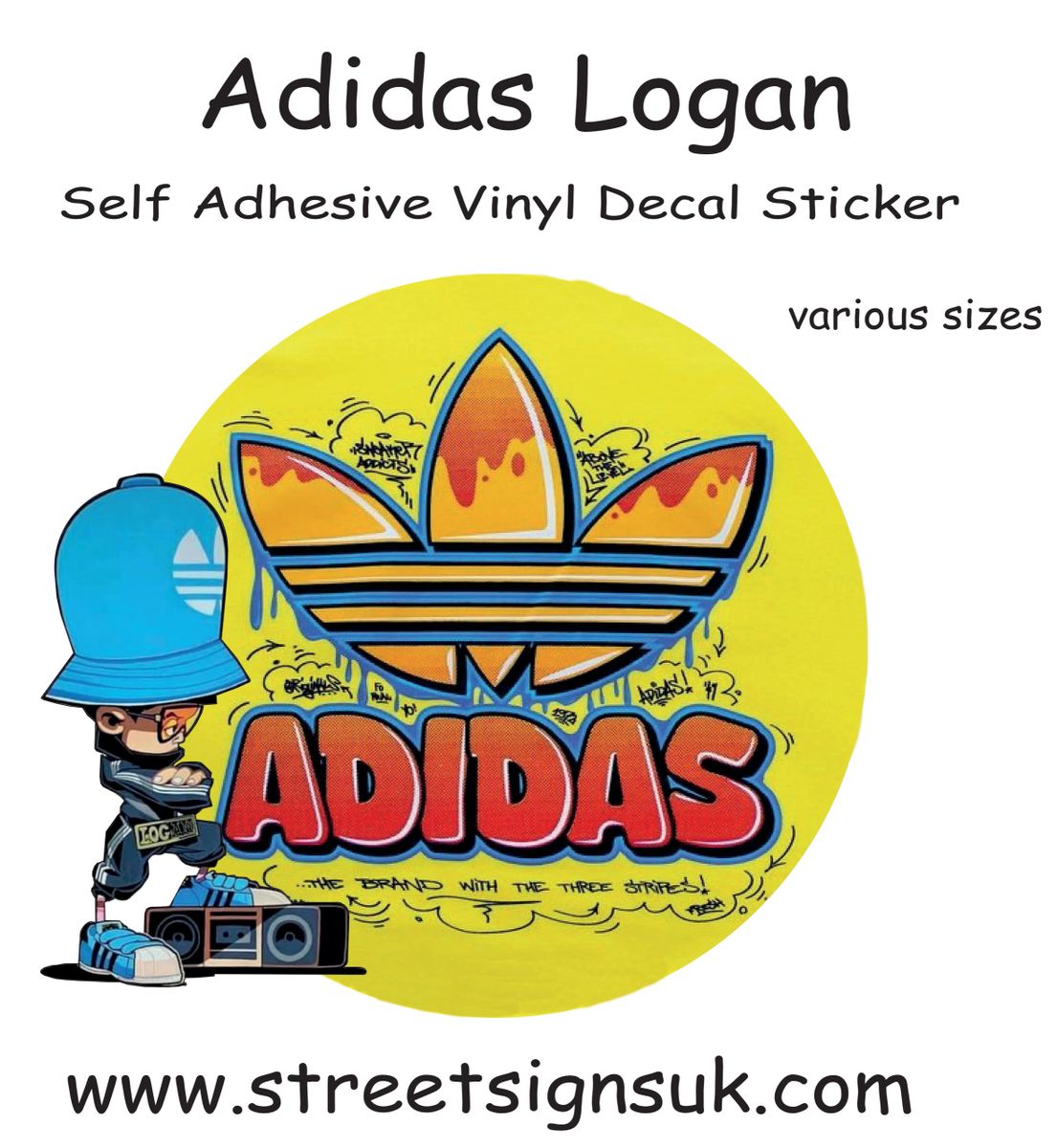 Adidas Logan Graffiti self adhesive vinyl decal sticker