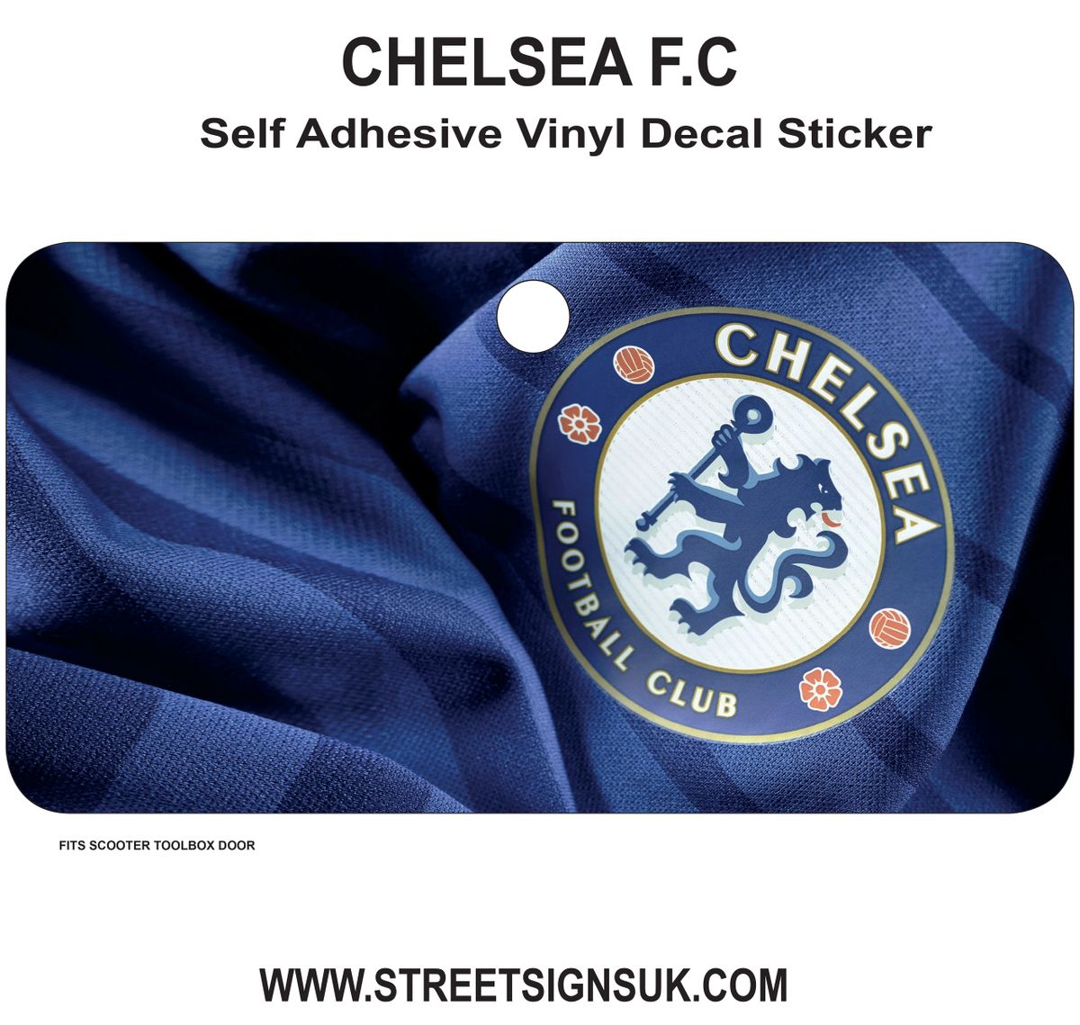 Chelsea F.C self adhesive vinyl decal sticker for scooter toolbox door
