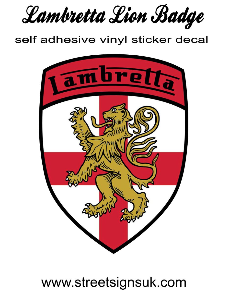 Lambretta Lion Badge self adhesive vinyl car sticker scooter decal