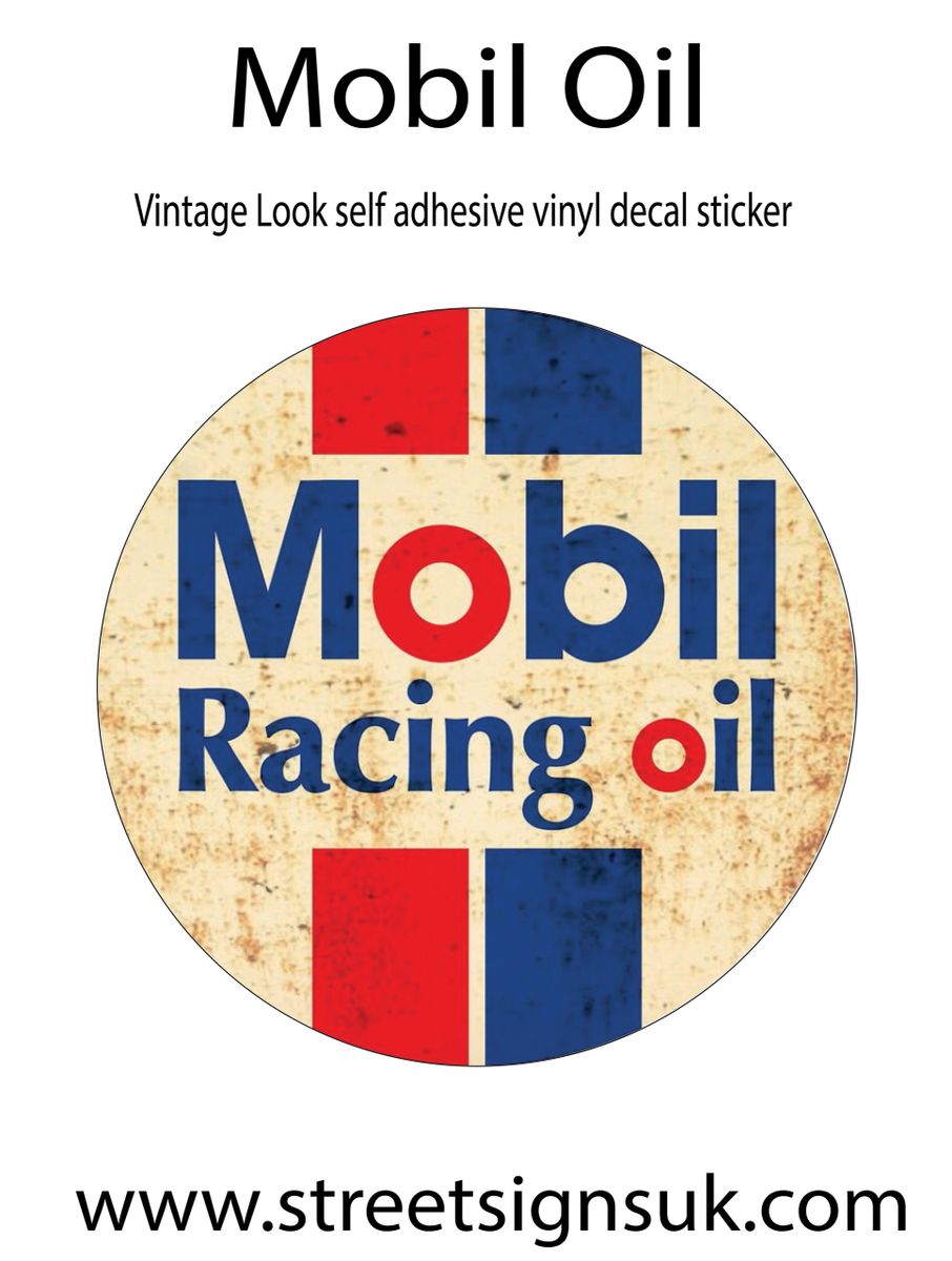 Mobil Oil Vintage Look self adhesive vinyl decal sticker in various sizes