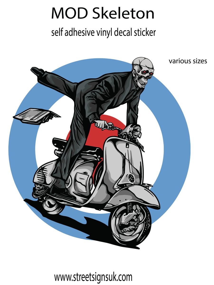 Mod Skeleton Target self adhesive vinyl car sticker scooter decal wall art
