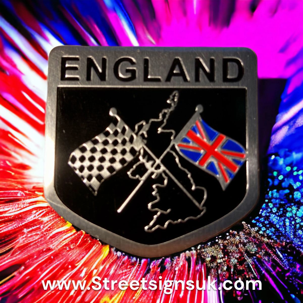 ENGLAND , GREAT BRITAIN, Union Jack CHEQURED FLAG aluminium self ...