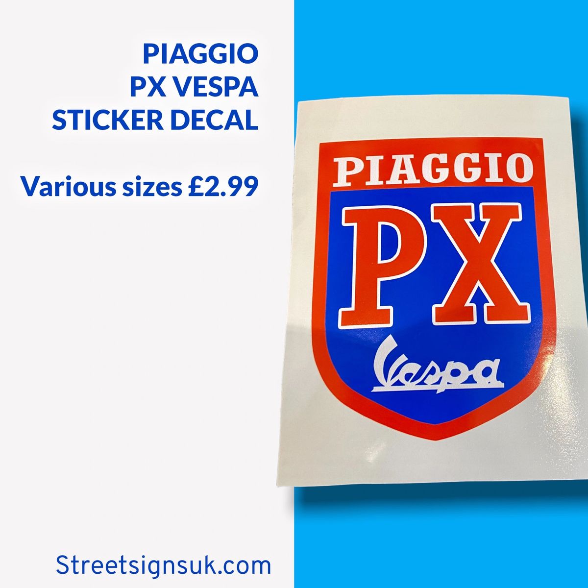 Piaggio PX Vespa self adhesive vinyl car sticker scooter decal wall art