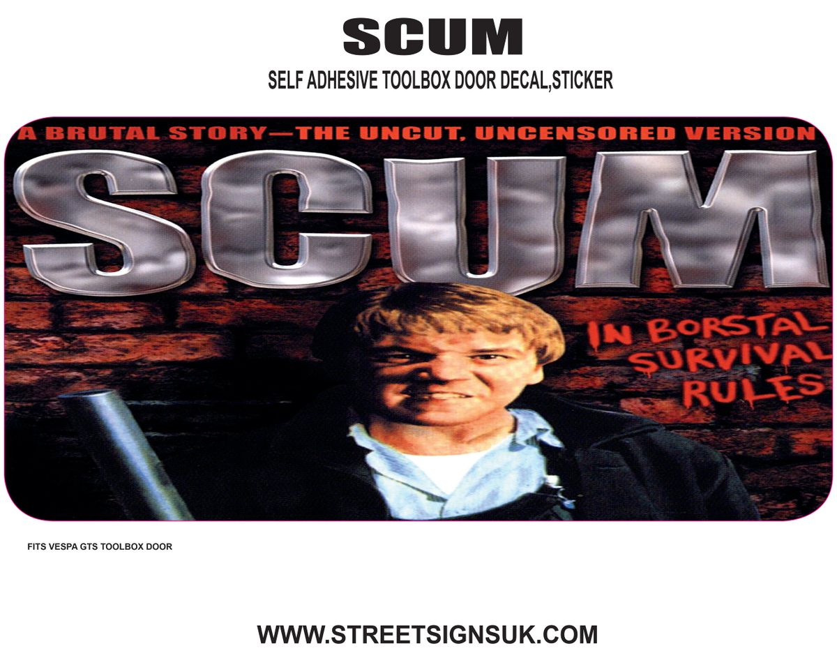 SCUM self adhesive vinyl decal sticker for scooter toolbox door
