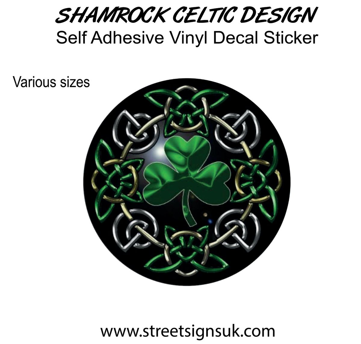 Shamrock Celtic Design self adhesive vinyl decal sticker
