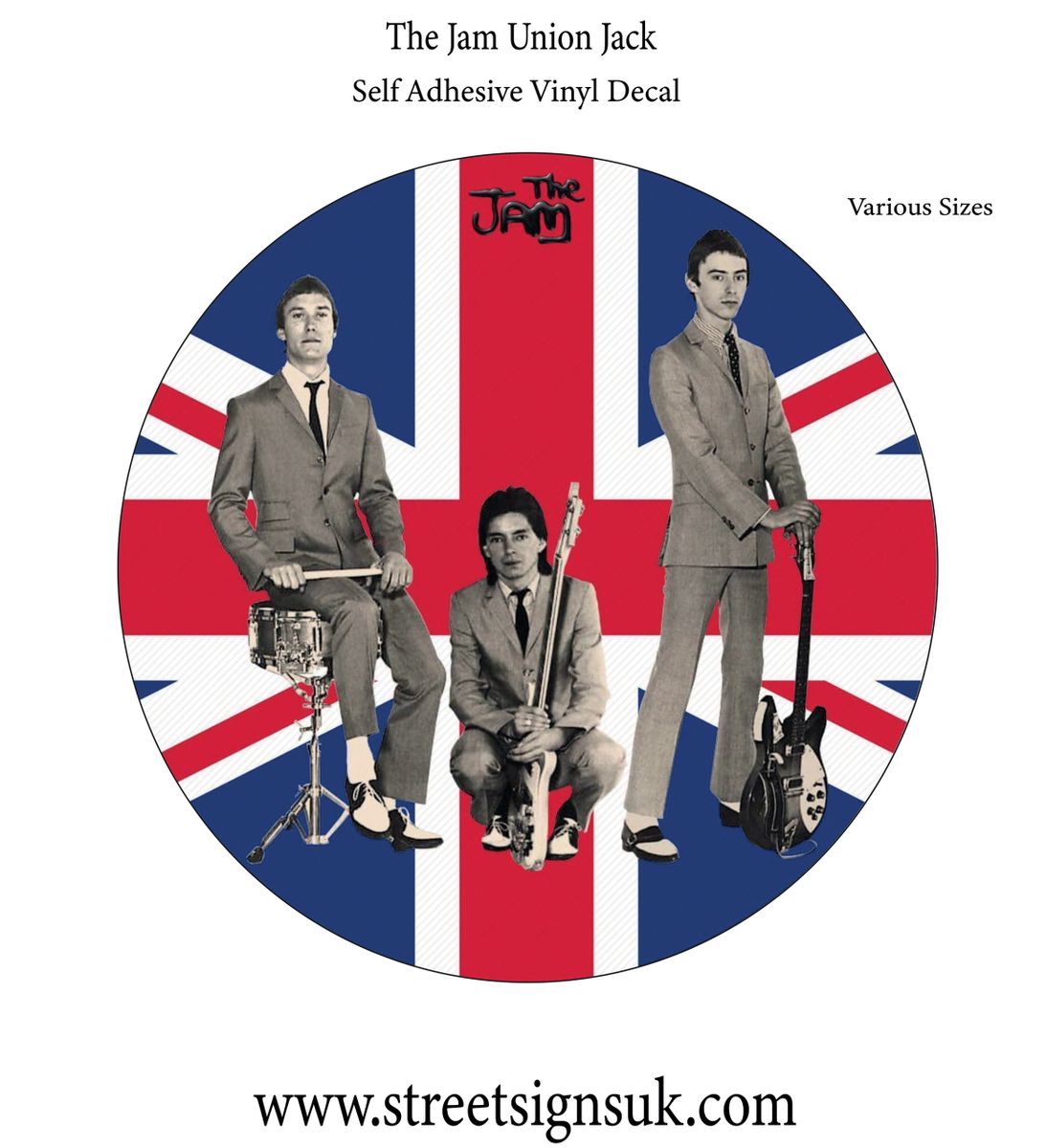 The Jam Union Jack self adhesive vinyl car sticker scooter decal wall art
