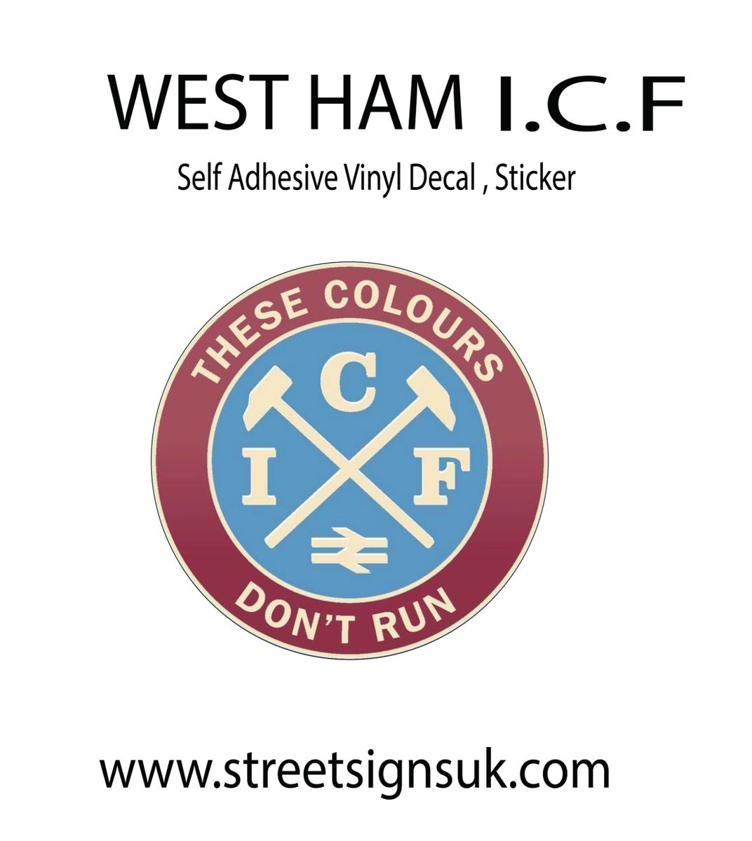West Ham United I.C.F self adhesive vinyl car sticker scooter decal ...